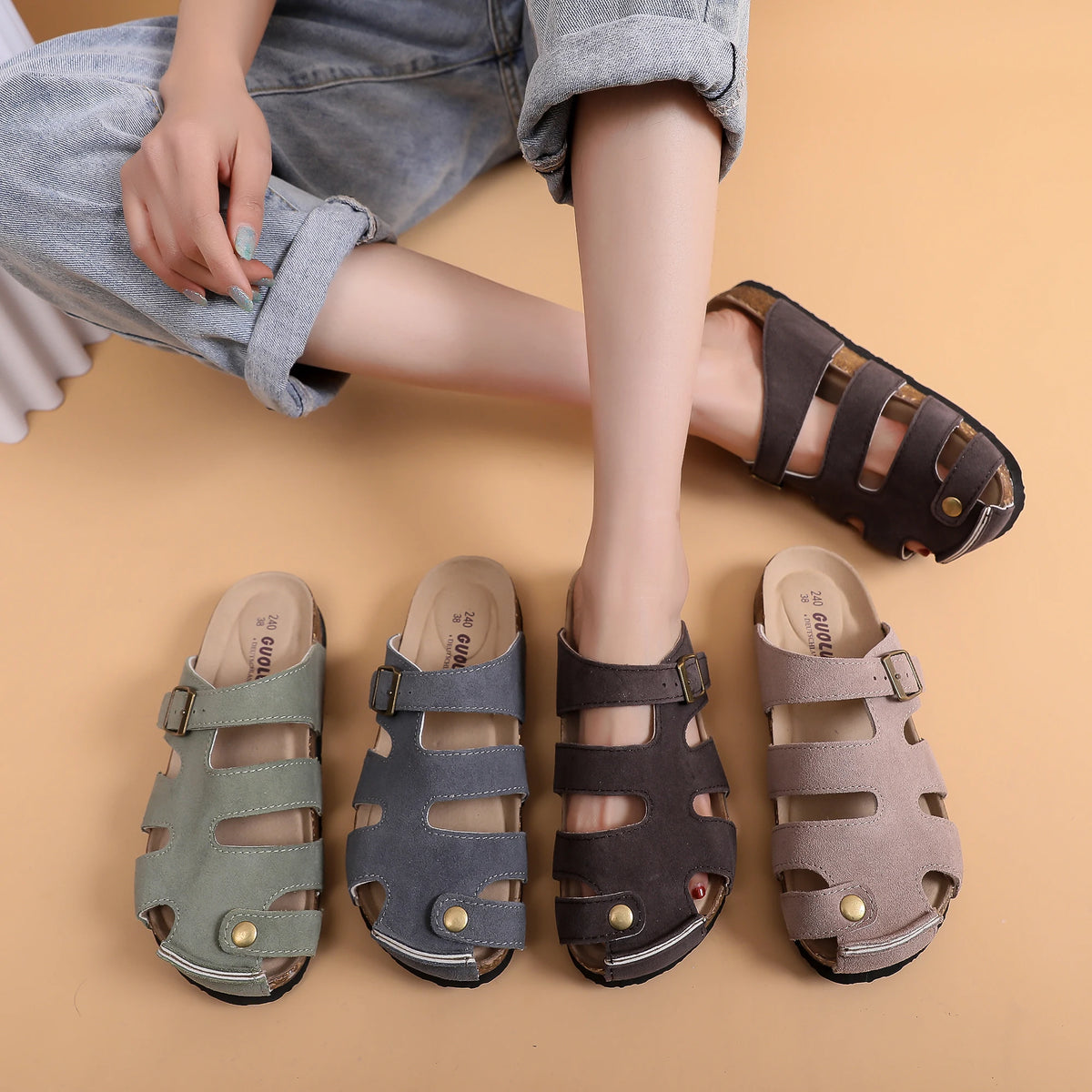 Men’s Two-Strap Flat Sandals – Madayas