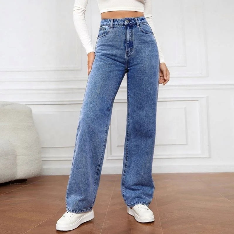 Wide Leg Washed Color Jeans – Madayas